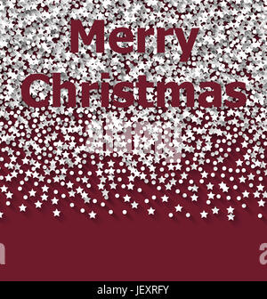 Snow flake particles on white background. Christmas blank greeting card ...