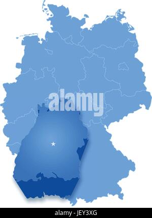 Vector map of Germany with federated states or regions and ...