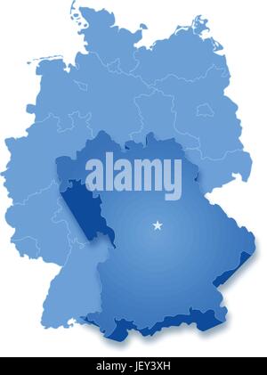 Vector map of Germany with federated states or regions and ...