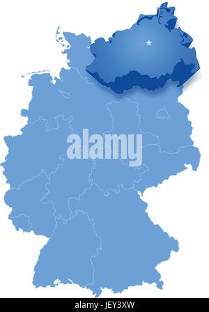 Vector map of Germany with federated states or regions and ...