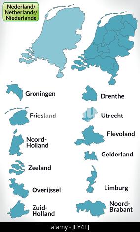 Map of Groningen in Netherlands in blue style. Contains layered vector ...