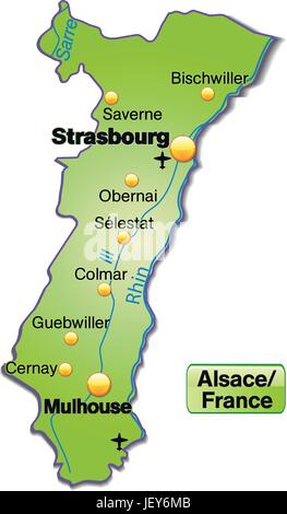 map of alsace as an overview map in green internet Stock Vector Image ...