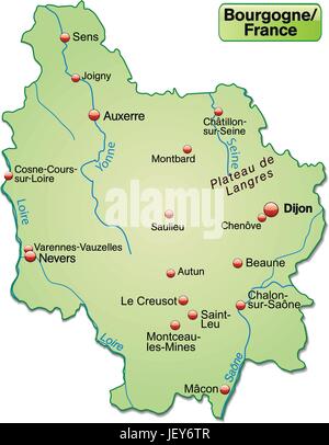 map of burgundy with borders in green Stock Vector Image & Art - Alamy