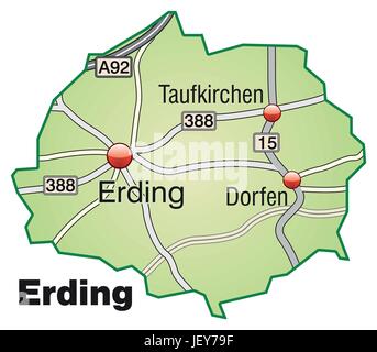 map of erding in an overview map in green Stock Vector Image & Art - Alamy