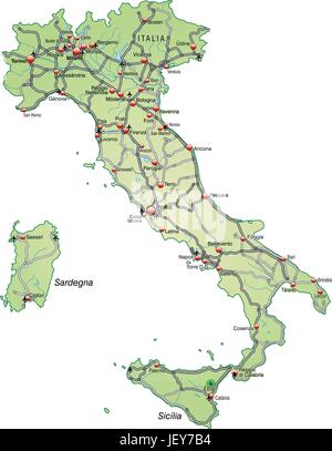 map of italy with transport network in pastel orange Stock Vector Image ...