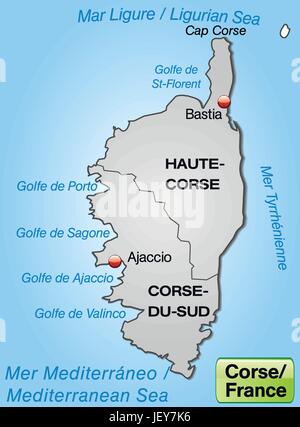 Corse France Map grey Stock Vector Image & Art - Alamy
