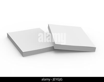 two blank right tilt 3d rendering thick books, one page turned ...