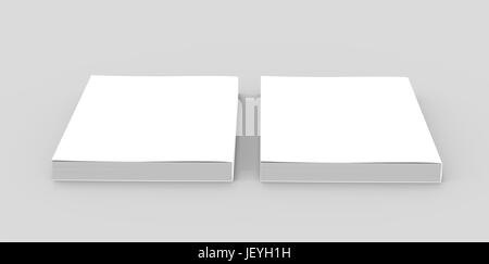 two blank 3d rendering thick books, isolated gray background, elevated ...