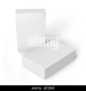 two flat blank boxes with one opened for design in 3d rendering Stock ...