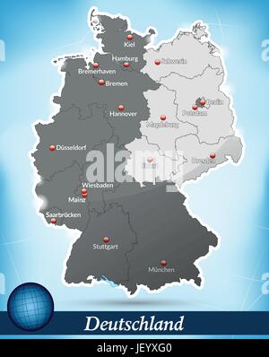 Outline map of Germany, geographic borders of the country deutschland ...