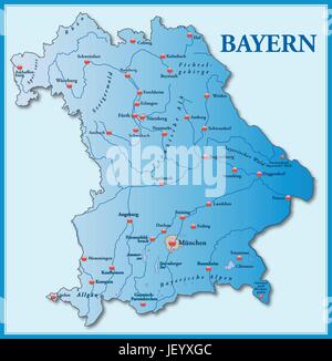 bavaria, card, state, atlas, map of the world, map, bavaria ...