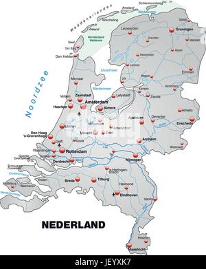 map of netherlands with borders in gray Stock Vector Image & Art - Alamy