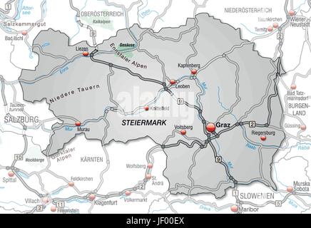 map of styria as an overview map in green Stock Vector Art ...