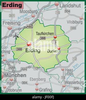 map of erding in an overview map in green Stock Vector Image & Art - Alamy
