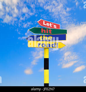 Sign post with four arrows Stock Photo - Alamy