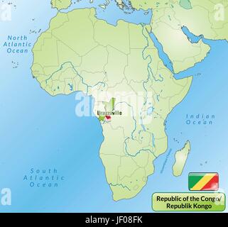 Congo map with borders, cities, capital and administrative divisions ...
