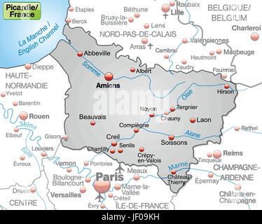 map of picardy as an overview map in a pictorial representation Stock ...