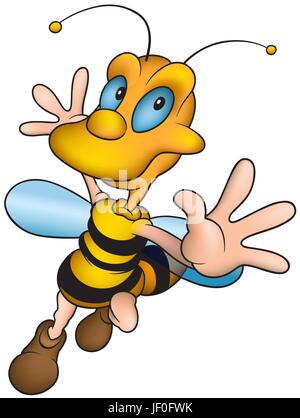 An image of a cartoon bee stinging a running man Stock Vector Image ...