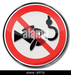 No fishing red prohibition sign. Do not fish vector sticker Stock ...