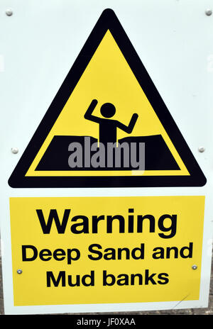 sign warning of quicksand Stock Photo - Alamy