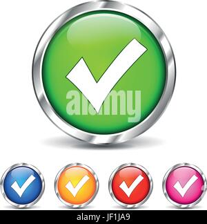 Accept red, blue, green and pink vector icon set. Web icons. Flat ...