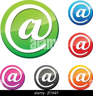 Email red, blue, green and pink vector icon set. Web icons. Flat design ...
