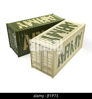 3D rendering army containers Stock Photo - Alamy