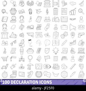 Declaration line icons collection. Liberty, Independence, Sovereignty ...