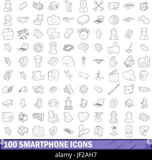 100 gadget icons set. Outline illustration of 100 gadget icons vector ...