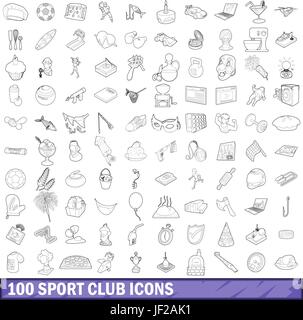 100 athlete icons set. Outline illustration of 100 athlete icons vector ...