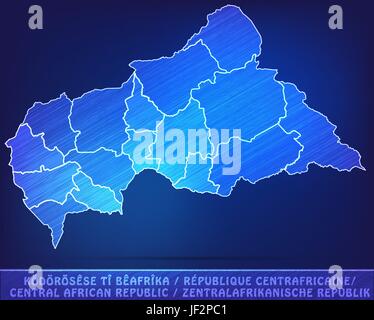 Vector map of Central African Republic with names of cities and with ...