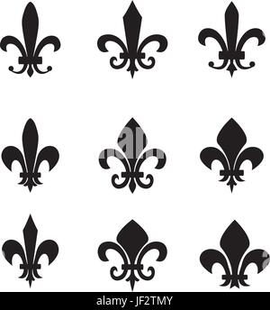Fleur de lis icons 9 set coloful isolated on white for web Stock Vector ...