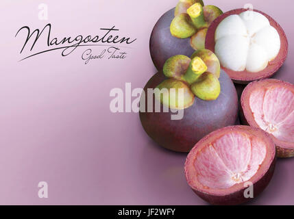 Purple mangosteen on a white background close-up Stock Photo - Alamy