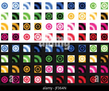 Collection of gradient templates over white and black. Color palette ...