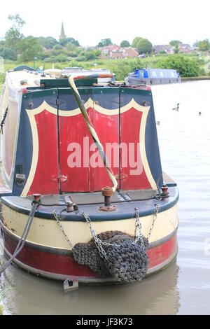 Red narrowboat tiller Stock Photo: 13109567 - Alamy