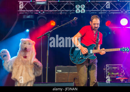 Martin Noble of British Sea Power performing live at Kendal Calling ...