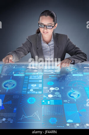 The futuristic media sharing concept with woman Stock Photo - Alamy