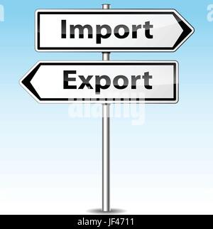 illustration of import and export directional blue signs Stock Vector ...