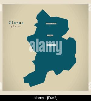 Symbol Map of the Canton Glarus (Switzerland). Abstract map showing the ...
