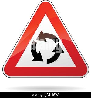French triangular road sign with white background and red border: Stop ...