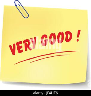 illustration of well done yellow note on white background Stock Vector ...