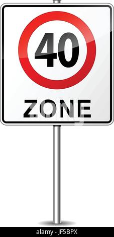 Speed limit zone 40 sign, vector illustration Stock Vector Image & Art - Alamy