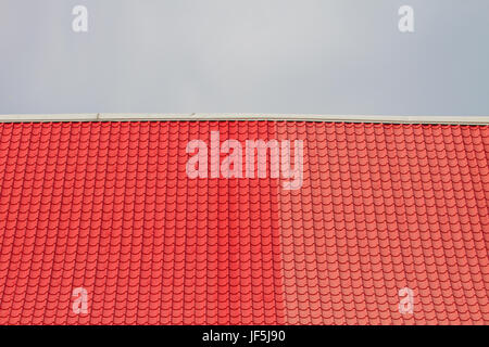 Red corrugated tile element of roof tile pattern green garden park ...