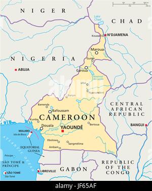 Lake Lagdo Reservoir (Africa, Republic of Cameroon) map vector ...