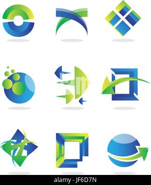 An illustration of a blue and green communication logo isolated on a ...