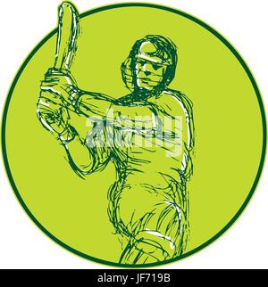 illustration of a cricket batsman batting front view isolated on white ...