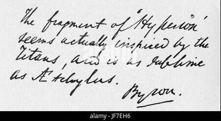 Lord Byron. His signature. George Gordon, Lord Byron 1788 to 1824 ...
