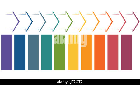 Set horizontal color arrows, template infographic for 6 position ...