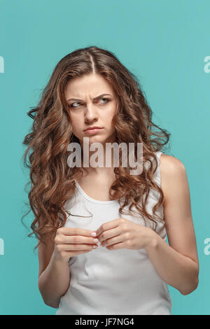 The portrait of disaffected woman on studio background Stock Photo - Alamy