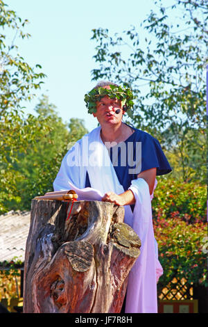 CROATIA ZAGREB, 11 SEPTEMBER 2011: Cornu player during Roman show in ...